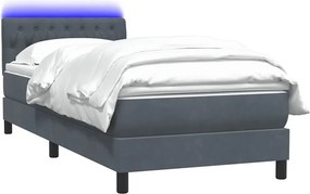 Box spring postel s matrací a LED tmavě šedá 80x220 cm samet 3317194
