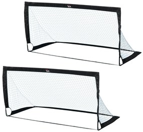 Fotbalové branky HOMCOM sada 2 skládacích mini branek z oceli a tetrolonu černé barvy 186x90x89 cm na zahradu a hřiště | Aosom.de