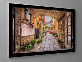 Liox Obraz okno italská ulička Rozměr: 100 x 65 cm