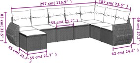 8dílná zahradní sedací souprava s poduškami černá polyratan 3254092