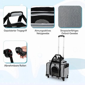 Costway Skládací přepravní box pro domácí mazlíčky s kolečky, síťovanými okny