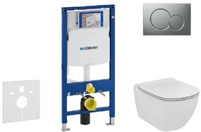 Geberit Duofix - Set předstěnové instalace, klozetu a sedátka Ideal Standard Tesi, tlačítka Sigma01, Aquablade, SoftClose, matný chrom 111.300.00.5 NU3