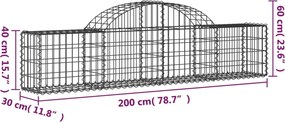 Klenutý gabionový koš 200 x 30 x 40/60 cm pozinkované železo 153482