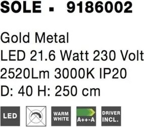 Závěsné LED svítidlo NOVA LUCE SOLE 21W 3000K 9186002
