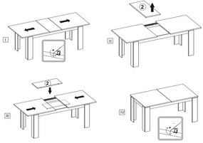 Rozkládací jídelní stůl Titan 160x90 cm, bílý
