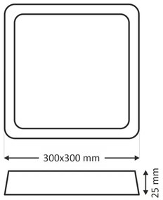 LED Stropní svítidlo LED/24W/230V 3000/4000/6500K 30x30 cm bílá