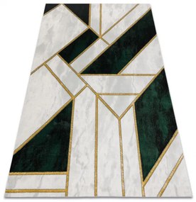 Kusový koberec EMERALD 1015 Luxusní mramor geometrický krémový zelený zlatý Rozměr: 140x190 cm