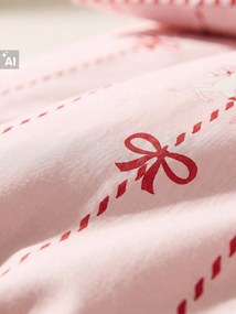 Sinsay - Oboustranná sada povlečení se vzorem mašliček a proužků - růžová