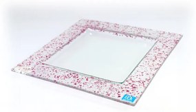 BDK-GLASS Skleněný talíř DROP 25x25cm růžový