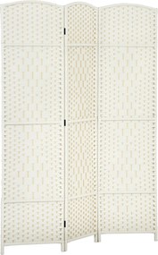 HOMCOM vnitřní paraván ze dřeva 3 panely skládací dělič prostoru pro obývací pokoj, ložnici 135 x 180 cm bílá