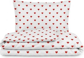 Kvalitex Bavlněné povlečení renforcé Srdíčka červená 1x 220/200, 2x 70/90cm