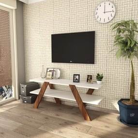 Bílý/přírodní TV stolek v dekoru ořechu 120x33 cm Basic – Kalune Design