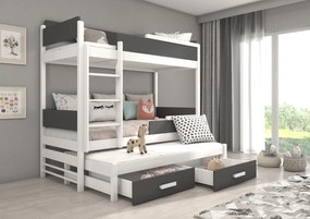ADRK Furniture Patrová třílůžková postel s matracemi QUEEN 180x80