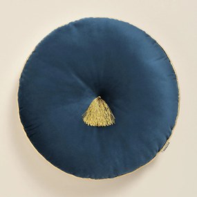 Room99 Dekorační polštář Kulatý s třásní Allure 45 cm Velvet Barva: Granátová
