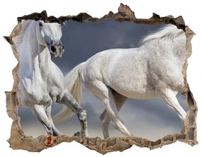 Wallmuralia Díra 3D fototapeta na stěnu Bílí koně pláž 95x64 cm