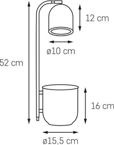 Stolní lampa Botanica s nádobou s dřevěným víkem černá