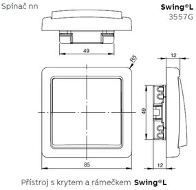 ABB Swing (L) tlačítko č.1/0 krémová 3557G-A80343 C1 symbol zvonku