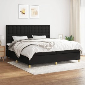 Box spring postel s matrací černá 200x200 cm textil 3142683