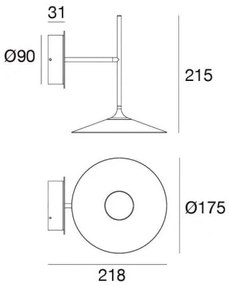 Linea Light Poe_W, moderní nástěnné svítidlo v barvě terakota LED 7W 3000K, průměr 17,5cm