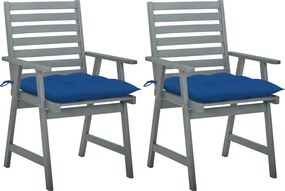vidaXL Zahradní jídelní židle s poduškami 2 ks masivní akáciové dřevo [3064416] Barva: Černá