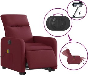 Elektrické zvedací masážní polohovací křeslo vínové textil 3206729