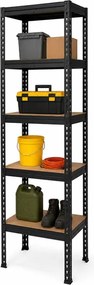 Regál 183x40x40 cm lakovaný 5-policový, nosnost 100 kg, RIVET - černý
