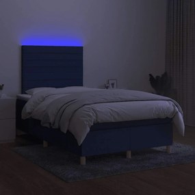 Box spring postel s matrací a LED modrá 120x190 cm textil 3270259