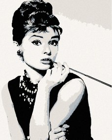 zuty malování podle čísel - audrey hepburn černobílá, 40x50 cm, bez rámu a bez vypnutí plátna