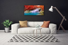 Obraz na plátně Podzimní Vodopád Les 140x70 cm