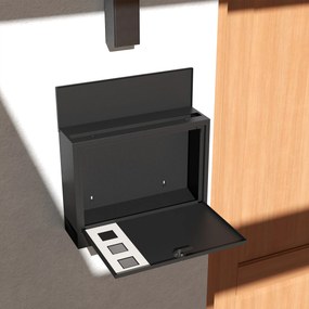 HOMCOM Poštovní schránka černá s přihrádkou na noviny, kovová s průhledem, vodoodpudivá, 2 klíče, 36.5x11.5x29cm | Aosom.de
