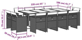 13dílný zahradní jídelní set s poduškami mix béžové polyratan