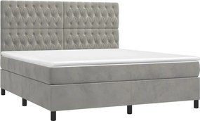 Box spring postel s matrací a LED světle šedá 160x200 cm samet 3136311