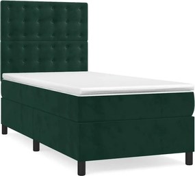 Box spring postel s matrací tmavě zelená 90x190 cm samet 3143238