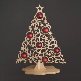 AMADEA Dekorace vánoční strom na podstavci s koulemi 135 x 105 cm, český výrobek