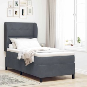 Postel s boxspringem s čelo Tmavě šedá 200 x 80 cm samet 3340899