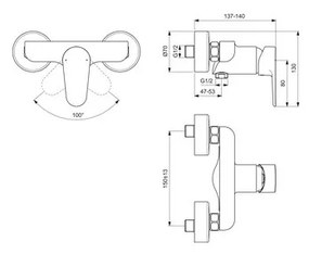 Ideal Standard Cerafine O - Sprchová baterie nástěnná, Chrom BC499AA