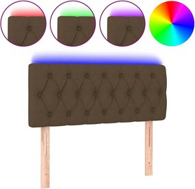 Čelo postele s LED tmavě hnědé 90 x 7 x 78/88 cm textil 3121933
