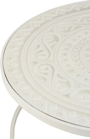 Set 2 bílých kovových stolků s ornamentovou deskou - Ø79*36 cm