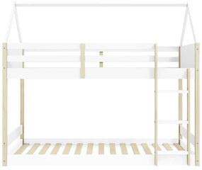 Domečková patrová dětská postel v bílo-přírodní barvě 90x190 cm Valka – Marckeric