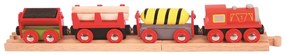 Bigjigs Rail Nákladní vlak červený + 3 koleje
