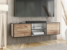 TV skříňka EDI 3 dub Craft zlatý + bílý otevřená TV skříňka s policí