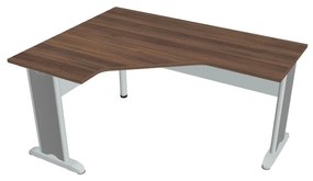 Stůl ergo lomený pravý 160×120/60 cm - Hobis Cross CEV 60 P Dekor stolové desky: ořech, Dekor lamino podnože: šedá, Barva nohou: Stříbrná