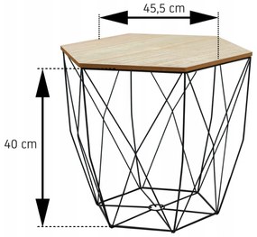 Tutumi Drátěný konferenční stolek,45,5x45,5x40cm,dub sonoma