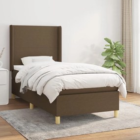 Box spring postel s matrací tmavě hnědá 90x190 cm textil,  3131796