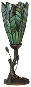 Stolní lampa Tiffany Jacolien zelená ve tvaru květu – 15x42 cm
