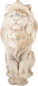 Béžová dekorativní antik socha lva Lion - 50*30*62 cm