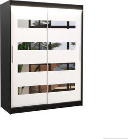 ADRK Furniture Posuvná skříň se zrcadlem a LED osvětlením BALTIC 150 SW-BAL-B+W-150+L-V180