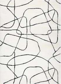 Dywany Łuszczów, Kusový koberec Mode 8522 abstract cream/black, 80x150, bílá, chodba / předsíň