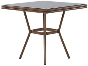 Zahradní stůl hliníkový 80 x 80 cm černý/tmavé dřevo CASPRI Beliani