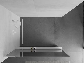 Mexen Kioto+ L, sprchová zástěna Walk-In s poličkou a věšákem 70 x 200 cm, 8mm sklo vzor zrcadlo, bílý profil, 800-070-123-20-50